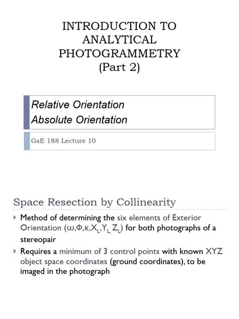 Lecture 10 Relative And Absolute Orientation Pdf Cartesian Coordinate System Geometry
