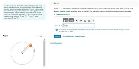 Solved A Ball Of Mass M Is Attached To A String Of Length L