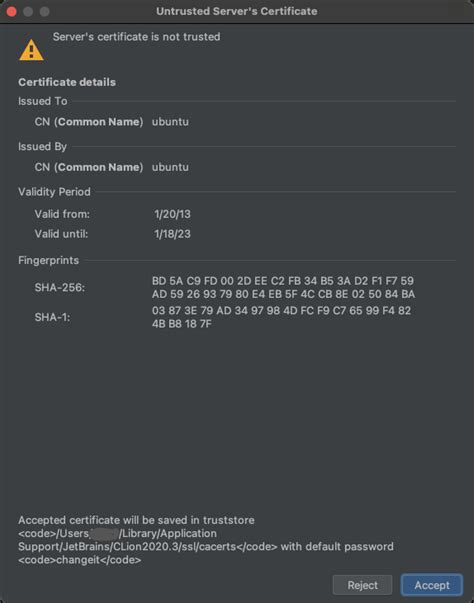 Servers Certificate Is Not Trusted Pop Up Ides Support Intellij