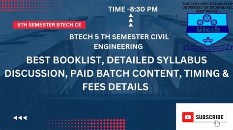 Btech 5 Th Semester Civil Engg Syllabus Along With Booklist Makaut Youtube