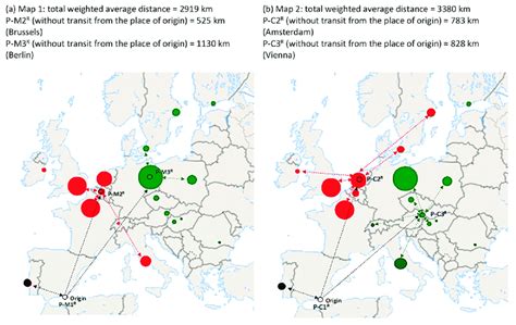 results of the p median map a and p center models map b with random