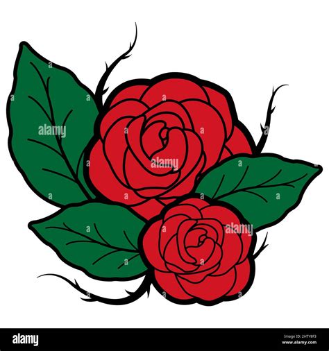 Red Rose With Vine Drawing