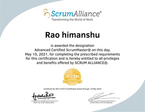 Himanshu Rao On Linkedin Acsm Scrummaster