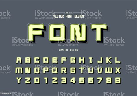 그림자 및 라인 만화 글꼴 벡터 알파벳 사각형 서체 문자와 숫자 디자인 배경에 그래픽 텍스트 3차원 형태에 대한 스톡 벡터 아트 및 기타 이미지 Istock