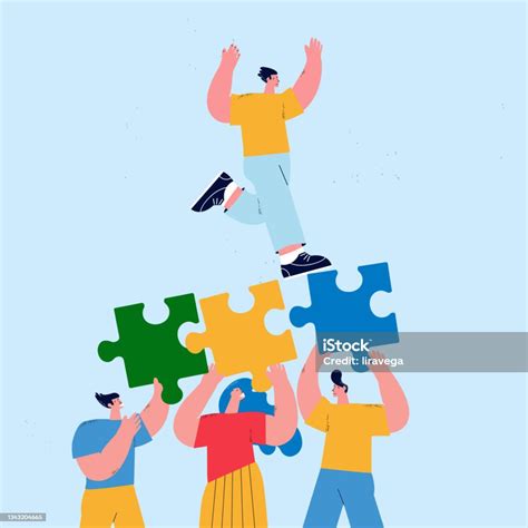 팀워크 및 팀 구축 기업 조직 및 파트너십 문제 해결 창의적인 솔루션 혁신적인 비즈니스 접근 방식 브레인스토밍 독특한 아이디어 및 기술 플랫 벡터 일러스트레이션 개념에 대한