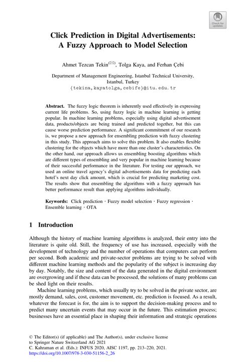 Pdf Click Prediction In Digital Advertisements A Fuzzy Approach To Model Selection
