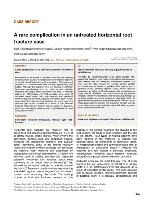 Pdf Case Report A Rare Complication In An Untreated Horizontal Root Fracture Case