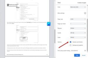 Enable Or Disable Header And Footer When Printing In Chrome
