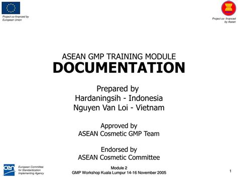 Ppt Asean Gmp Training Module Documentation Powerpoint Presentation