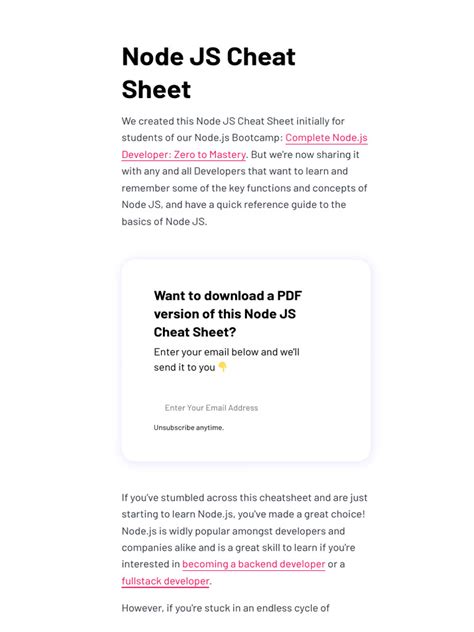 Node Js Cheat Sheet Pdf Zero To Mastery Pdf Clientserver Model