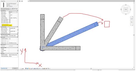 Align Cross Section Of Two Direction Slanted Colums To Vertical Colums