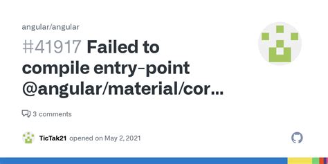 Failed To Compile Entry Point Angularmaterialcore With Bidi · Issue
