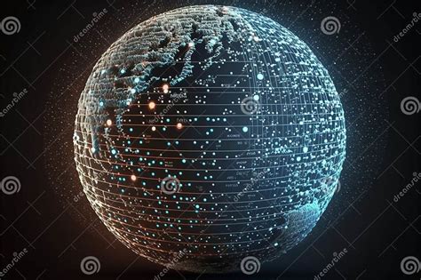 Earth Represented By Little Dots Binary Code And Lines Big Data