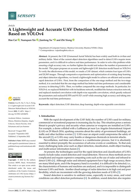 pdf a lightweight and accurate uav detection method based on yolov4