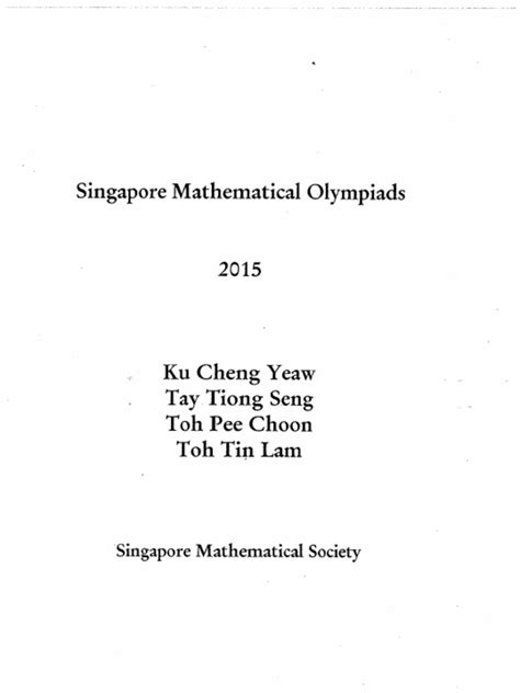 Singapore Math Olympiads 2015 Pdf