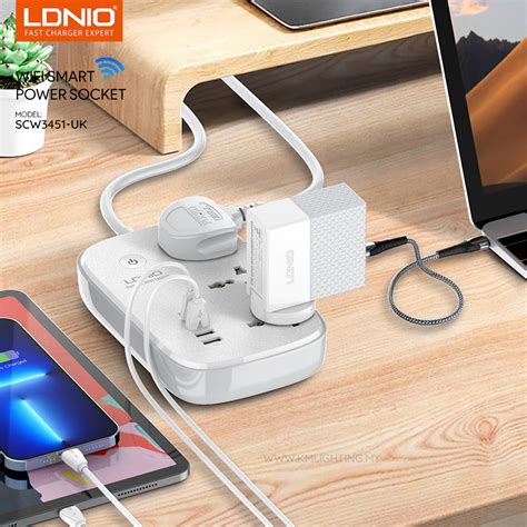 KM Lighting LDNIO WI FI Smart Extension Power Socket With USB Charging Port SCW UK