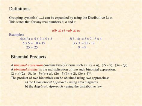 PPT Revision Algebra I Binomial Product PowerPoint Presentation Free Download ID 1820141