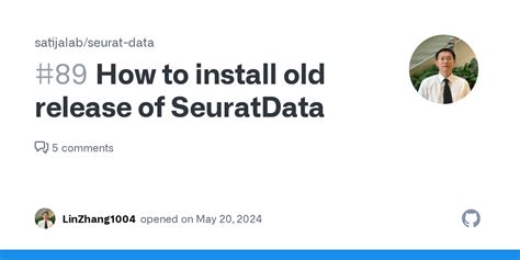 How To Install Old Release Of Seuratdata · Issue 89 · Satijalabseurat Data · Github