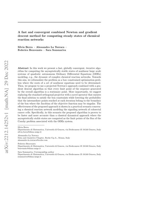 Pdf A Fast And Convergent Combined Newton And Gradient Descent Method For Computing Steady
