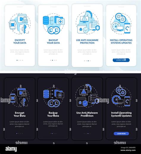 Web Safety Tips Onboarding Mobile App Page Screen Stock Vector Image