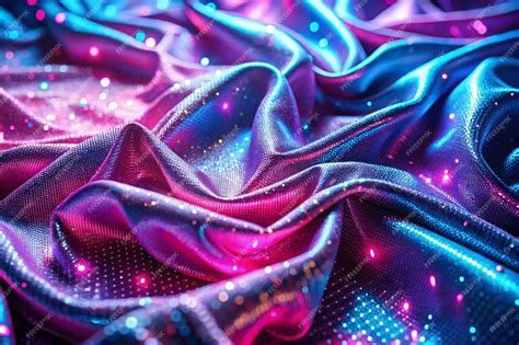 Pink And Blue Neon Lights With Glitter Fabric Background Cyberpunk