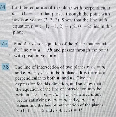 Solved Find The Equation Of The Plane With Perpendicular Chegg
