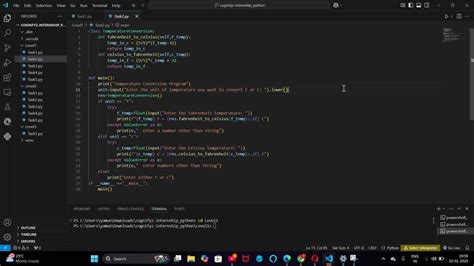 cognifyz internship python temperatureconversion codingjourney… yamuna akula