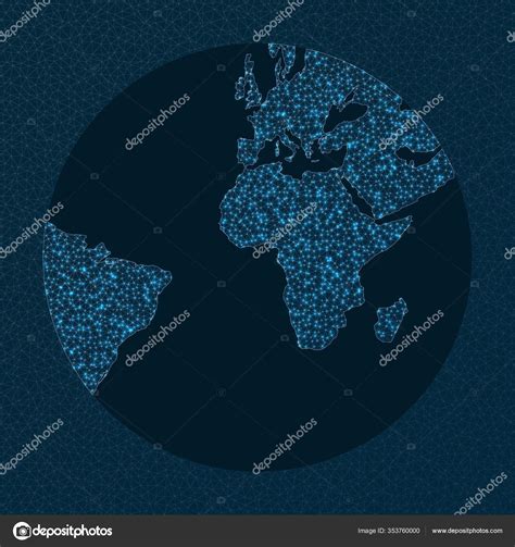Network Map World Gnomonic Projection World Network Superb Connections Map Stock Vector By