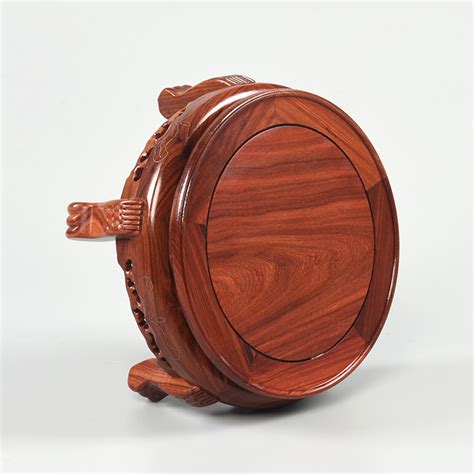 花盆瓶石头紫砂壶红木底座实木质奇石佛像摆件圆形花架工艺品托架 虎窝淘