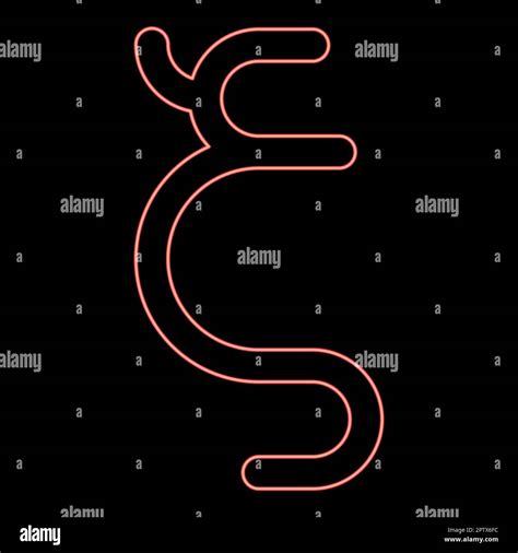 Neon Ksi Greek Symbol Small Letter Lowercase Font Red Color Vector Illustration Image Flat Style