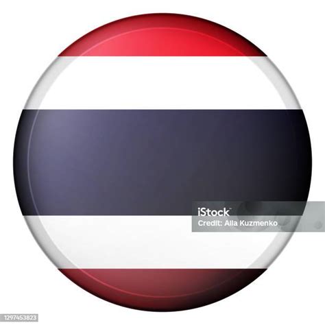 태국의 국기와 유리 빛 공 둥근 구 템플릿 아이콘 국가 기호 흰색 배경에 강조 표시된 광택 사실적 공 3d 추상 벡터 일러스트레이션 큰 거품 3차원 형태에 대한 스톡 벡터