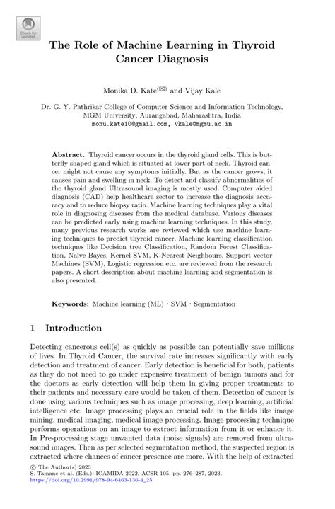 Pdf The Role Of Machine Learning In Thyroid Cancer Diagnosis