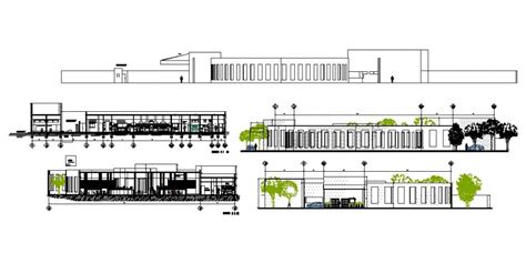 Elevation And Sectional Detail Of Building Block Layout File In Dwg Format