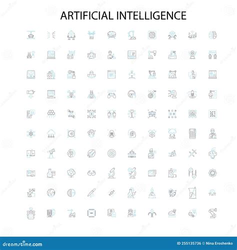 Artificial Intelligence Icons Signs Outline Symbols Concept Linear Illustration Line