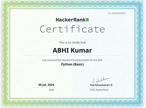 Abhi Kumar On Linkedin Certified Hackerrank Learningjourney