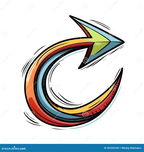 Hand Drawn Colorful Curved Arrow Forming A Circular Loop Symbolizing