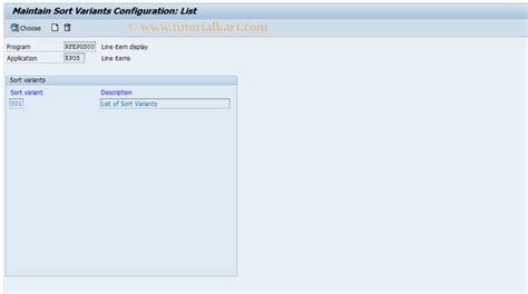 O S SAP Tcode Item Display Sort Variants