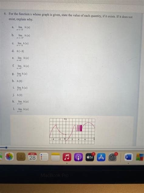 Solved 6 For The Function H Whose Graph Is Given State The