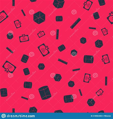 Set Geometric Figure Cube Certificate Template And Ruler On Seamless Pattern Vector Stock