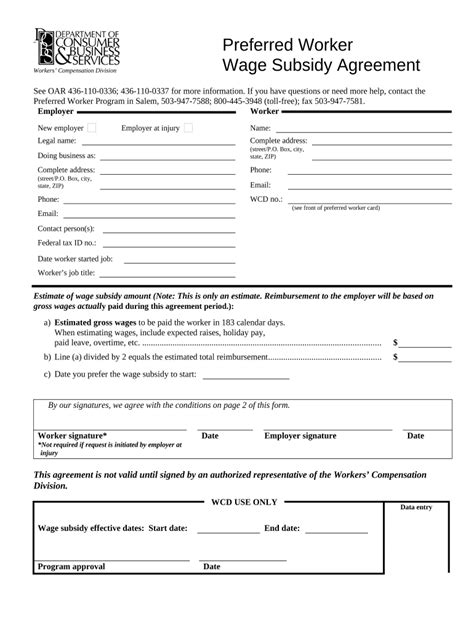 Wage Agreement Template Fill Out And Sign Online Dochub