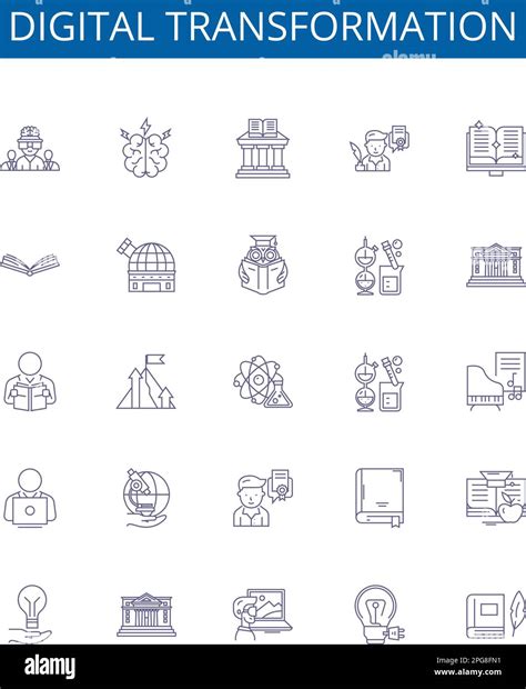 Digital Transformation Line Icons Signs Set Design Collection Of