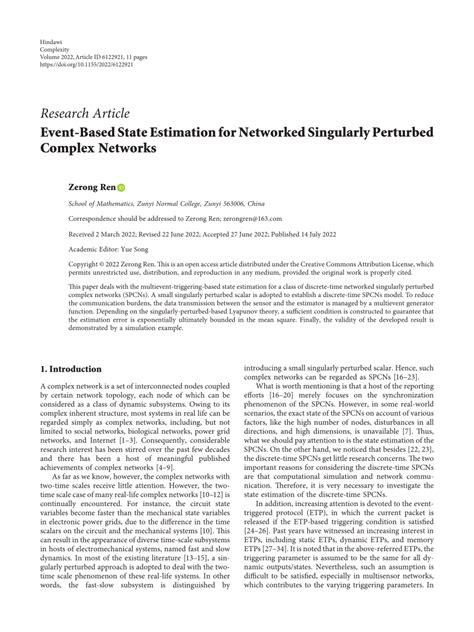 Pdf Event Based State Estimation For Networked Singularly Perturbed
