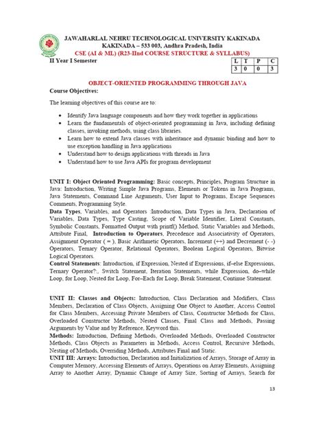 Java Theory Syllabus Pdf