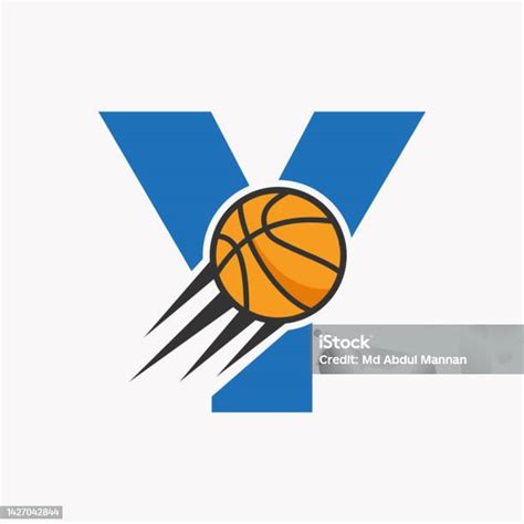 초기 편지 Y 농구 로고 개념 움직이는 농구 아이콘 농구 로고 타입 기호 벡터 템플릿 경기 스포츠에 대한 스톡 벡터 아트 및