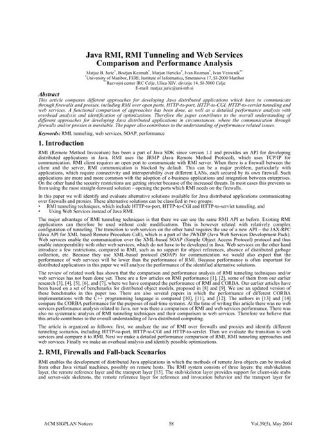 Pdf Java Rmi Rmi Tunneling And Web Services Comparison And