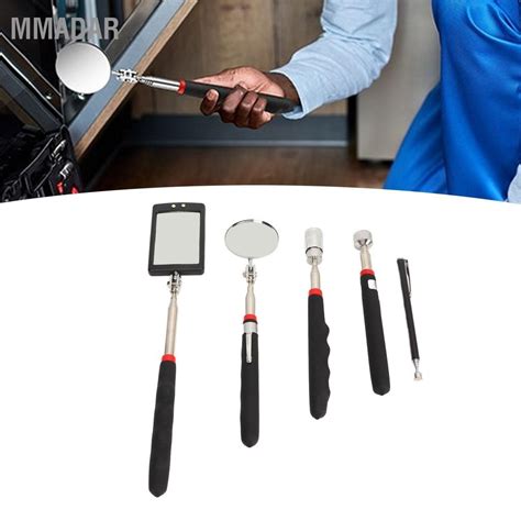 Mmadar 5 ชิ้น Magnetic Pickup เครื่องมือ Pick Up Rod Telescopic Mirror
