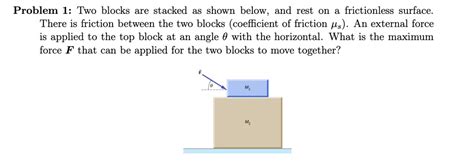 Problem 1 Two Blocks Are Stacked As Shown Below And Rest On A
