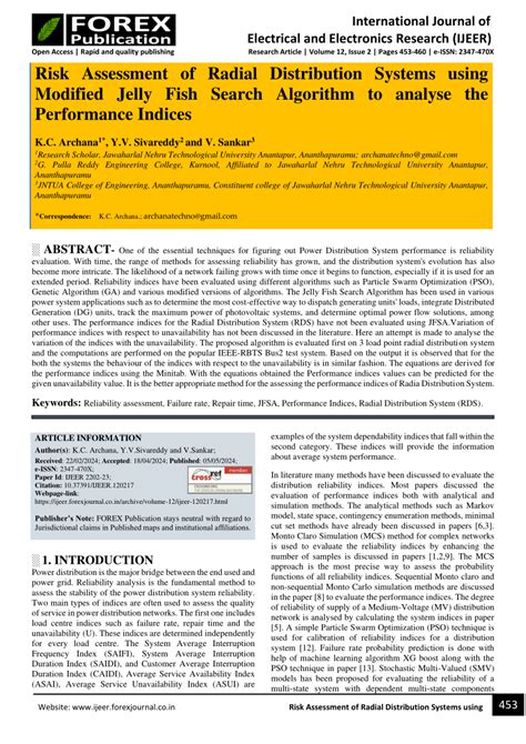 Pdf Risk Assessment Of Radial Distribution Systems Using Modified