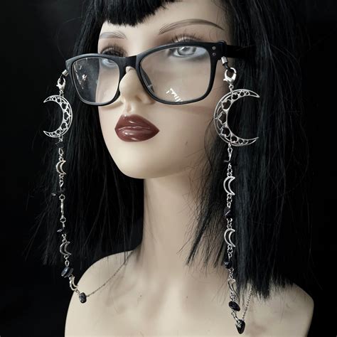 Galactic Glasses Chain Moon Accessory Crystal Accessories Alt Eyewear Alternative Eye