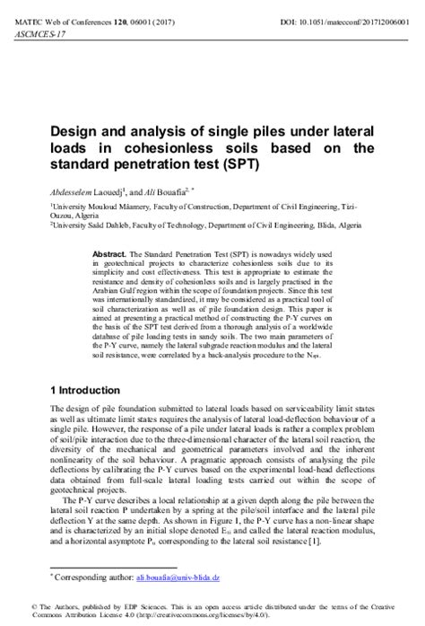 Pdf Design And Analysis Of Single Piles Under Lateral Loads In